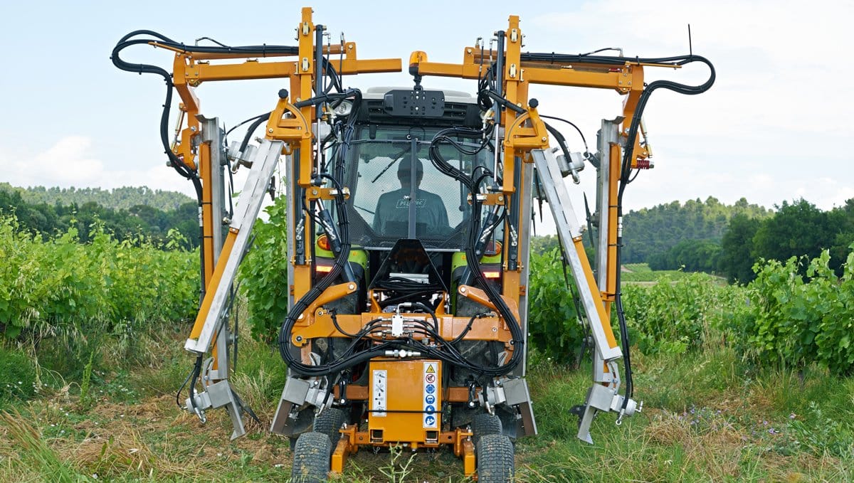 PELLENC IN-THE-ROW TRACTOR IMPLEMENTS Bogie-mounted 2-row Trimmer » For ...